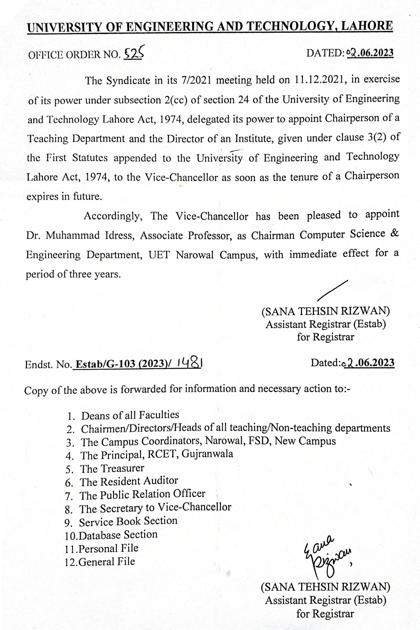 Dr. Muhammad Idrees is Appointed as Chairman of Computer Science ...