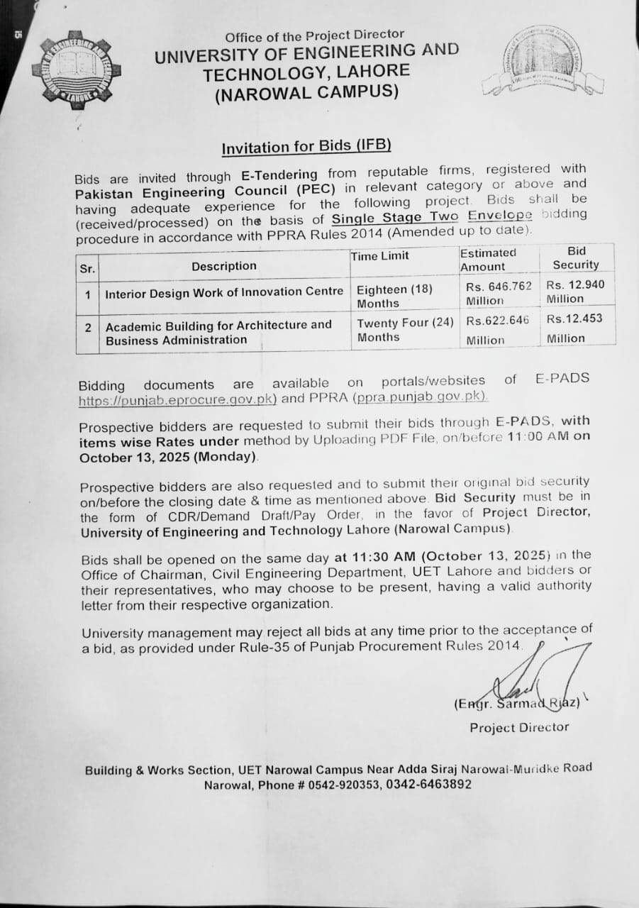 UET Lahore University of Engineering and Technology