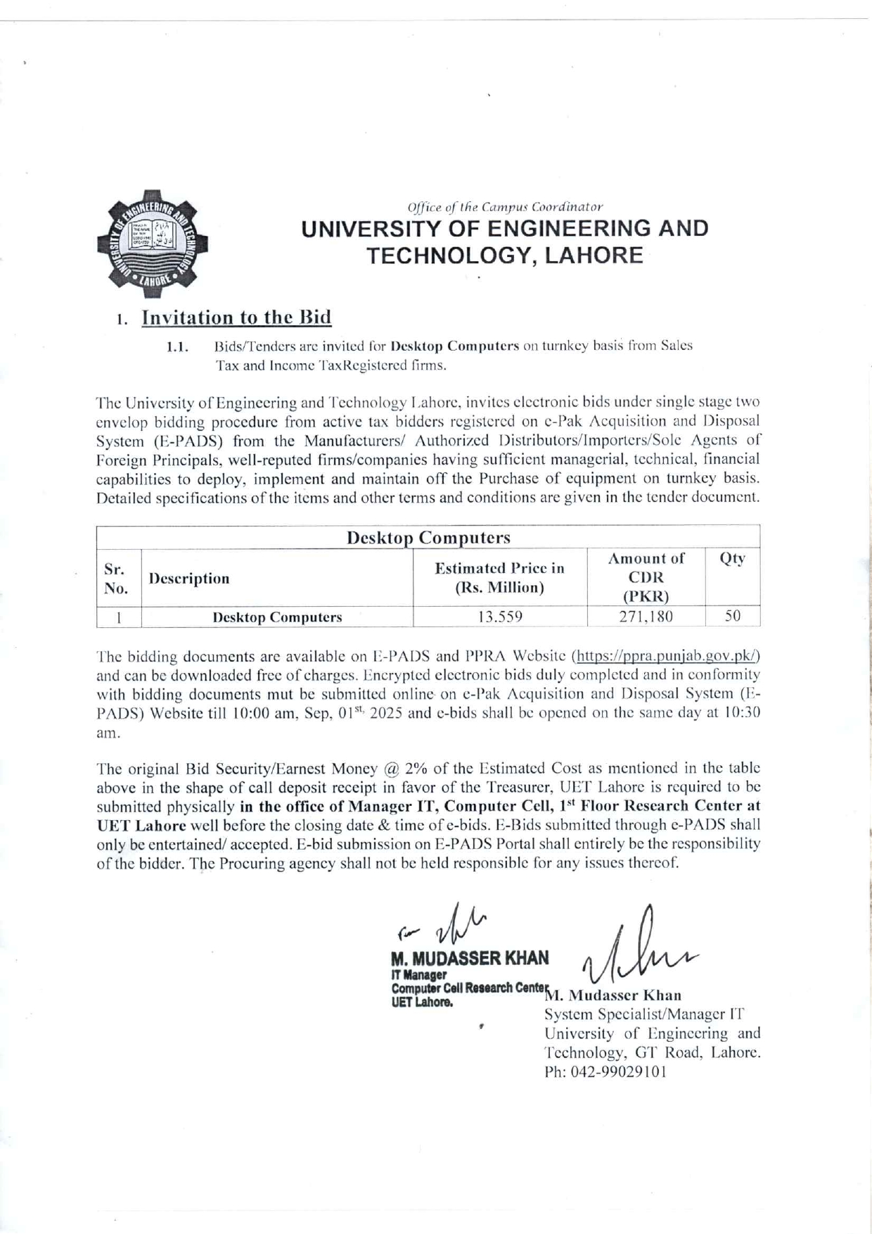 UET Lahore University of Engineering and Technology